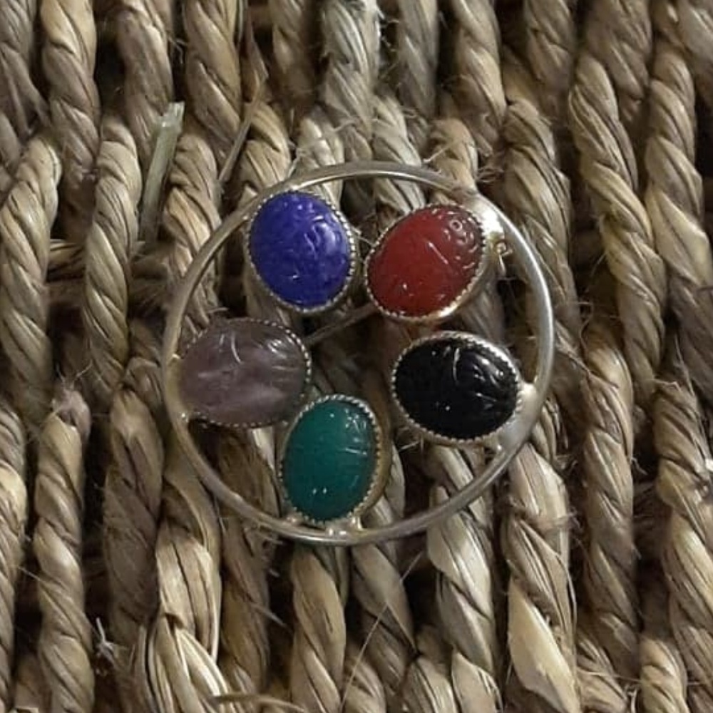 Vintage Muti-Colored Scarab Pin/Brooch - Gem